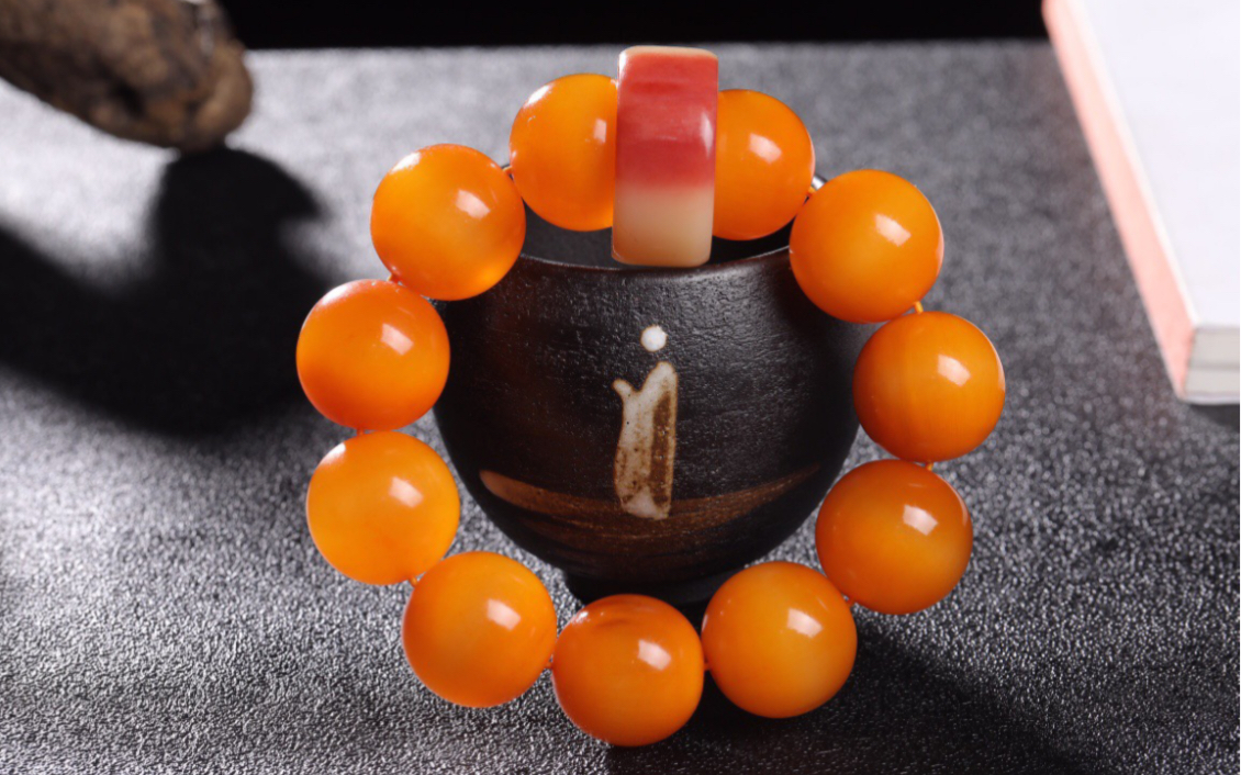 时来运转山龟甲22mm手串、甘蔗纹可见!物取天然 形状尺寸 颜色 纹理 ...