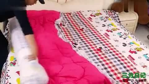 套被套最简单方法,10斤厚被子一个人1分钟搞定,又快又好,实用