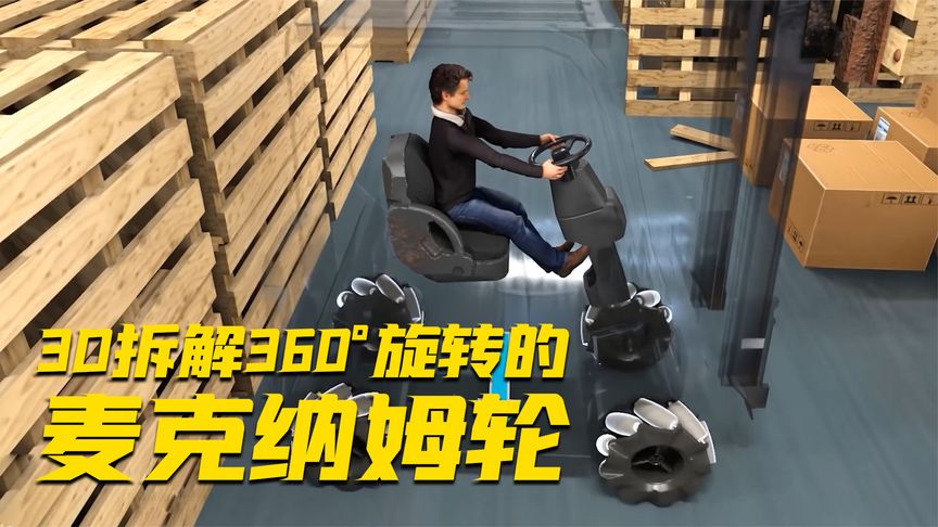 3D拆解麦克纳姆轮的原理,侧方停车可以直接横着移过去了