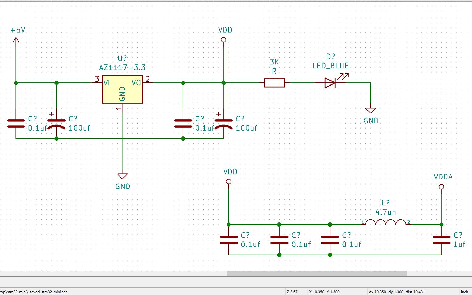Kicad绘制stm32最小系统-1.3 供电(从画板到编程到焊PCB到闪光,中文...