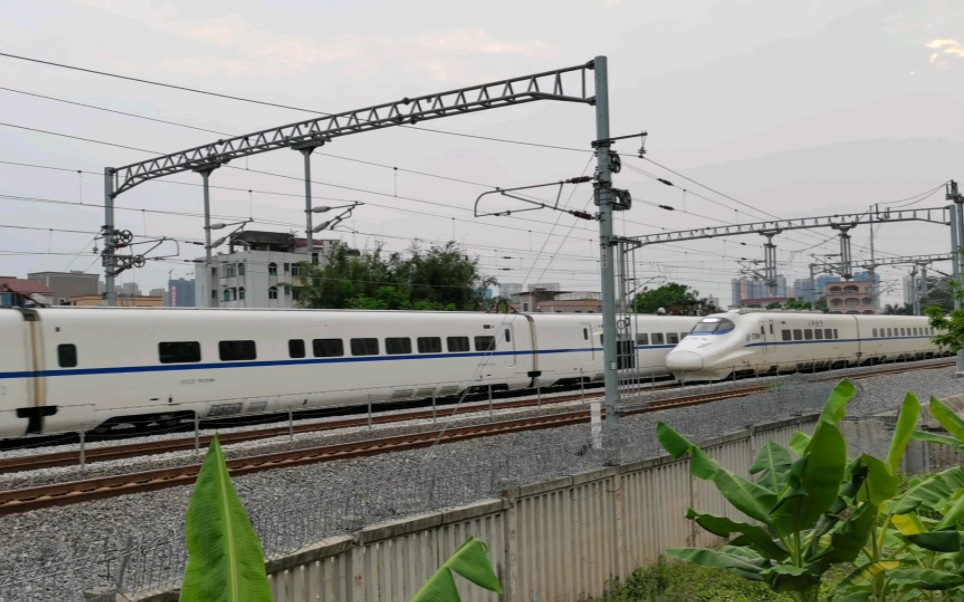 CRH2A 2274担当的D7477次(广州南—湛江西)交汇京局CRH2E 2130...