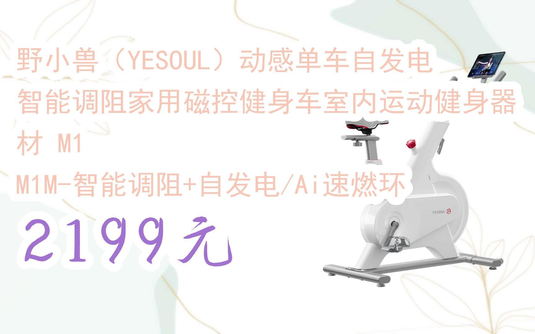【11好礼】野小兽(YESOUL)动感单车自发电智能调阻家用磁控健身车...