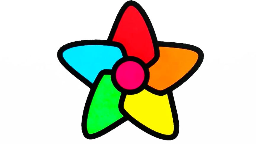 儿童简笔画动画《彩色五角星》