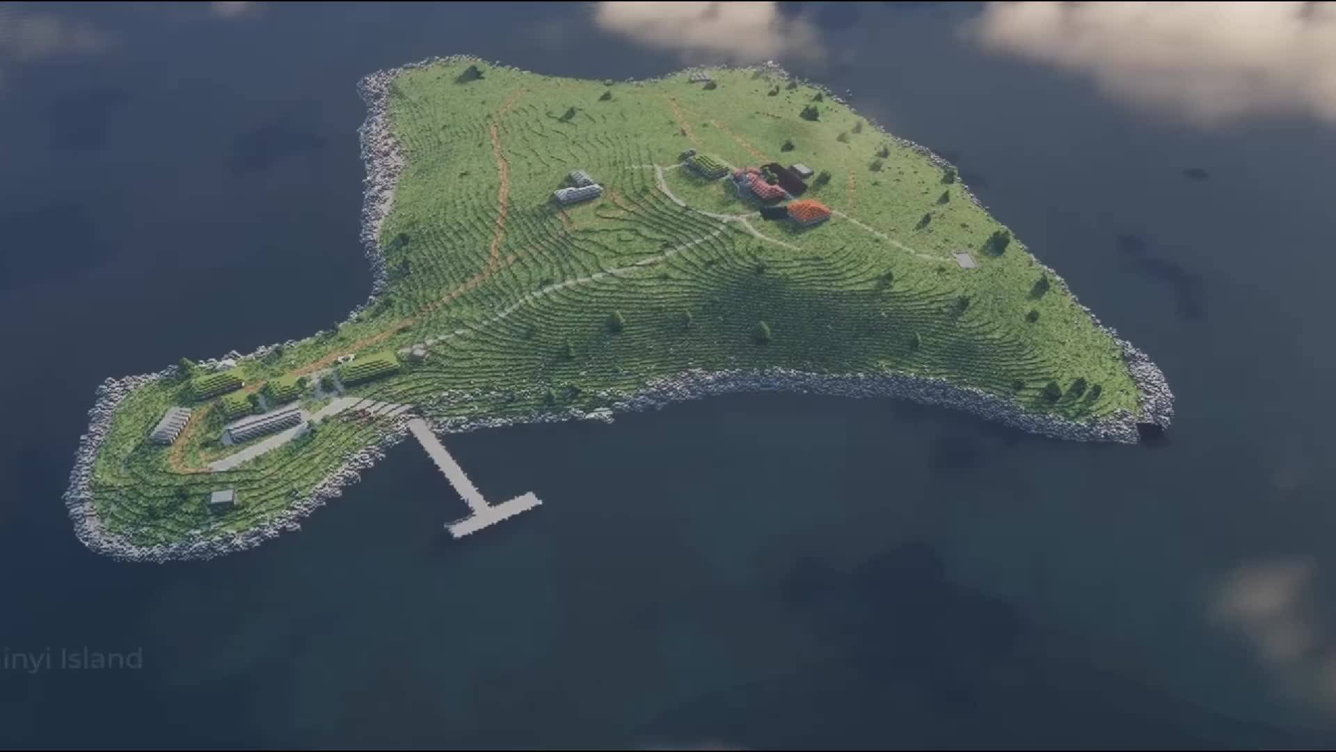 我的世界:高空视角俯瞰小岛