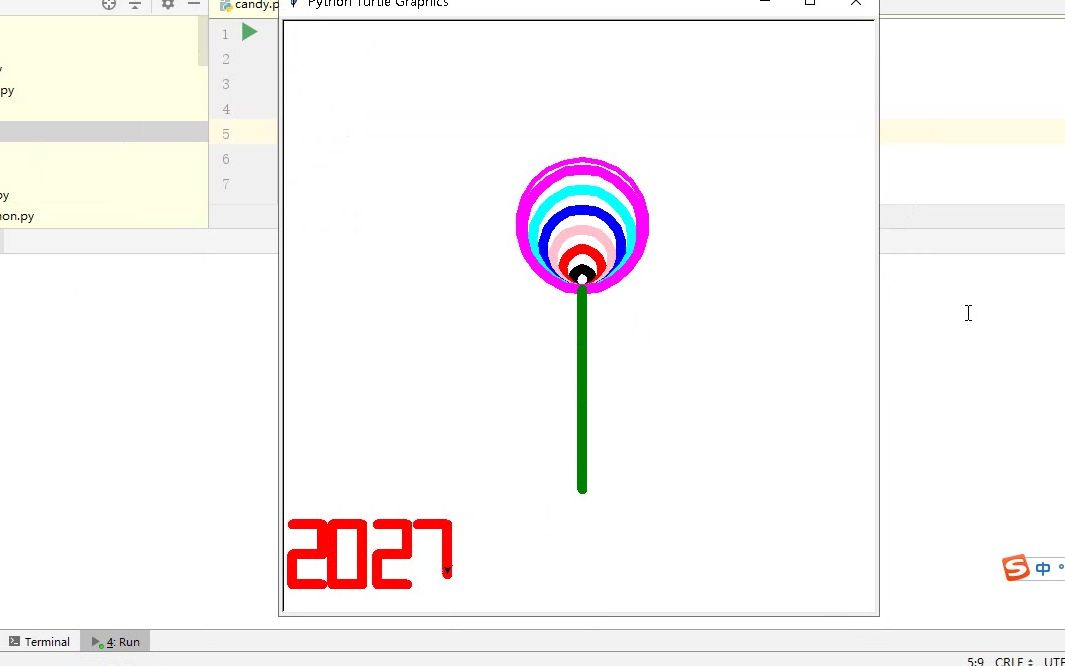 用Python画一只棒棒糖