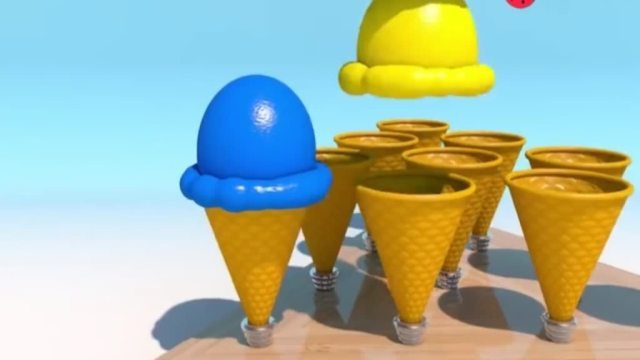 亲子早教益智动画:3D动漫制作多彩冰激凌,学习颜色
