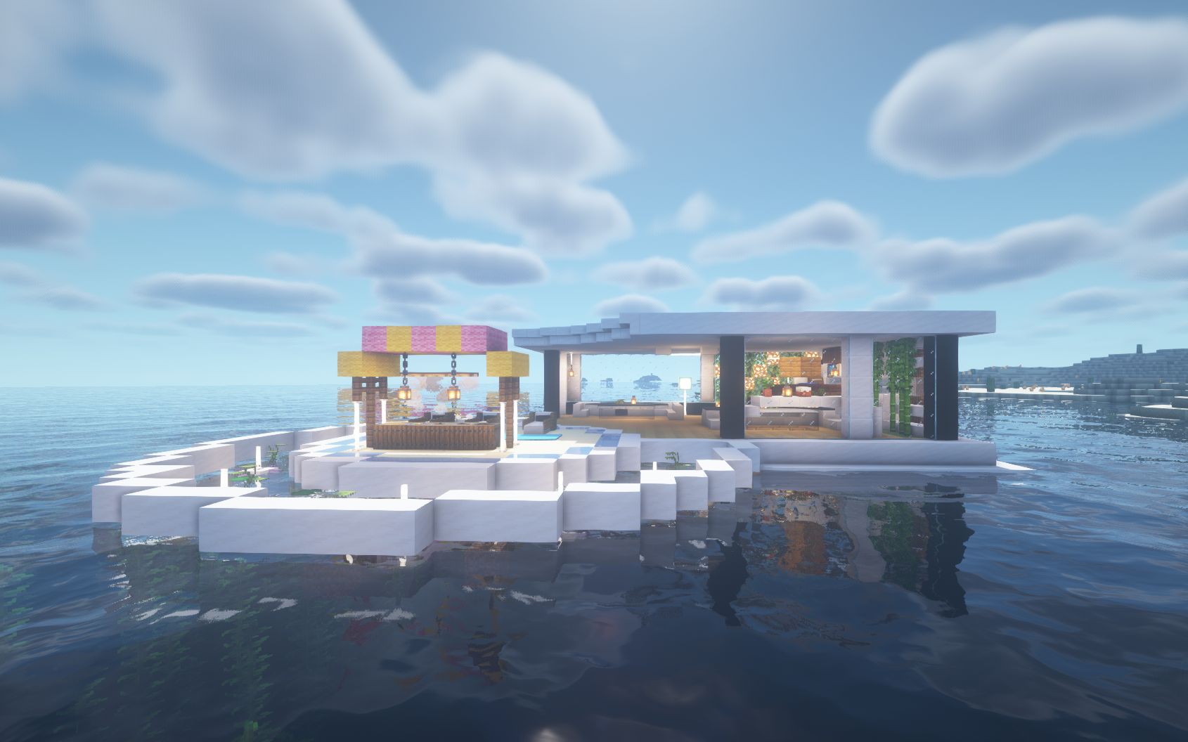 简单又好看!教你做一个一层开放式水上别墅