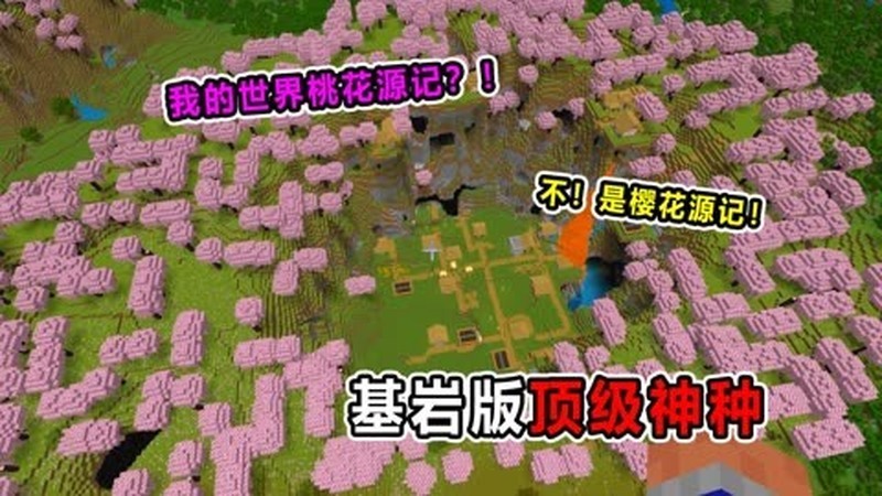 我的世界:3个网易基岩版极品种子!这片盆地樱花林可太精致了!