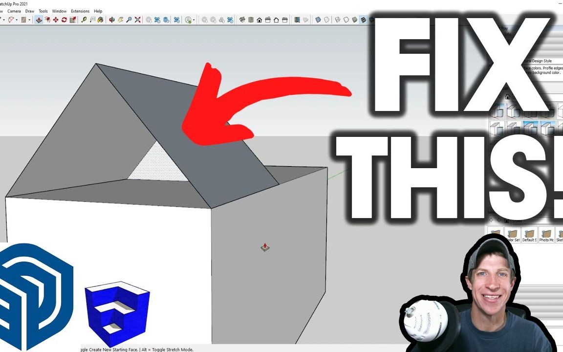 在 SketchUp 中快速修复由推拉工具创建的空心面