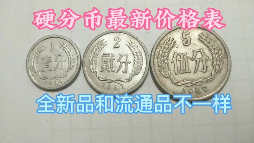 1分2分5分硬币的最新价格表(2023),带你了解硬分币的收藏价值。