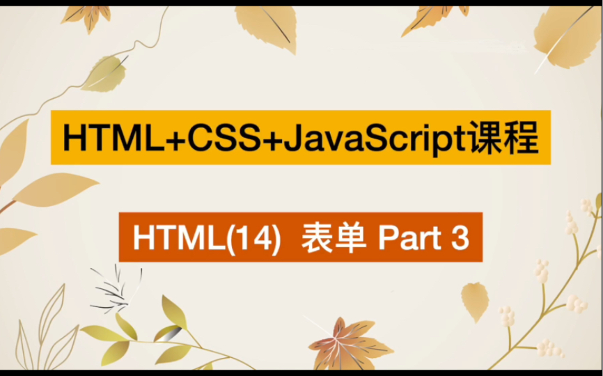 Web前端课程HTML(14) 表单 Part3