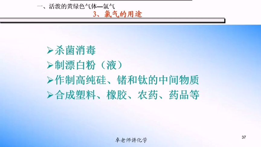 174 氯气的用途及氯离子的检验
