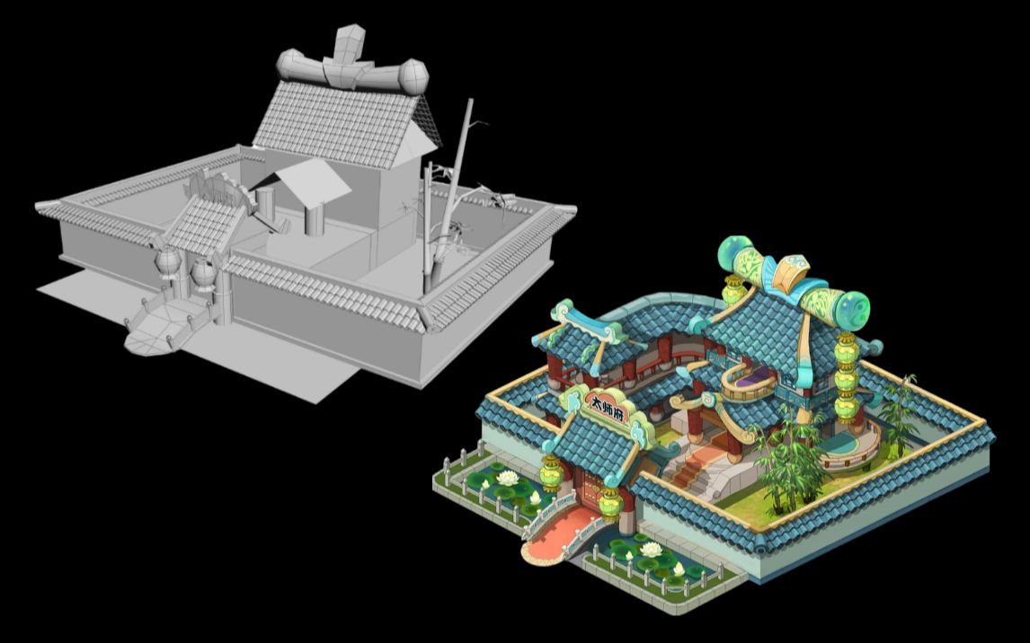 中国风古建筑场景建模 3Dmax场景模型制作教程!