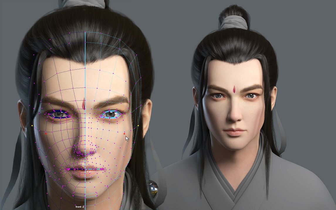 Maya人物建模:超火动漫《完美世界》石昊人物模型布线教程,3D动漫...