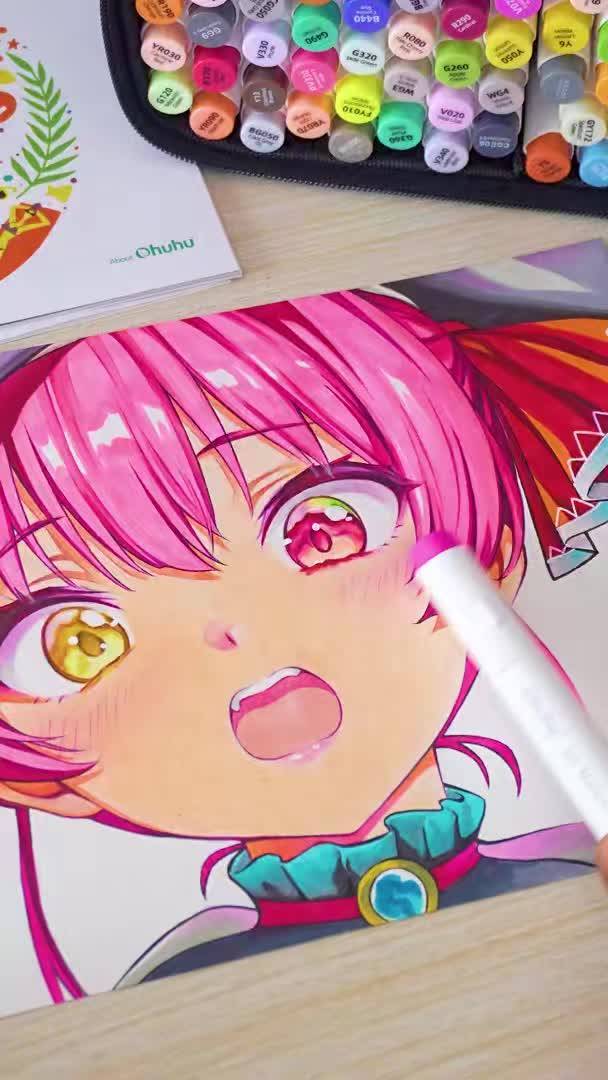 给动漫可爱女孩画头发