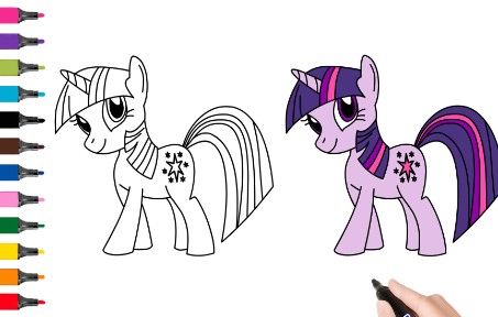 怎样画小马宝莉简笔画紫悦绘画少儿美术教程视频