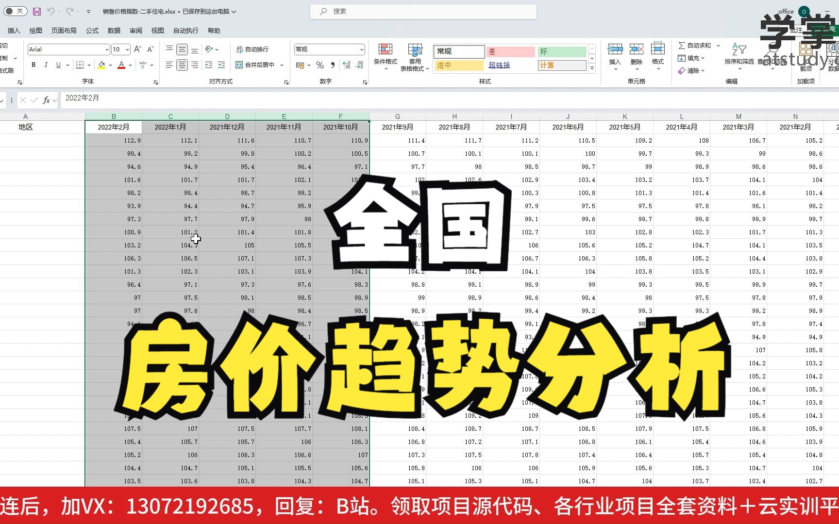数据分析入门必学:2021-2022全国房价指数趋势分析(含项目资料)