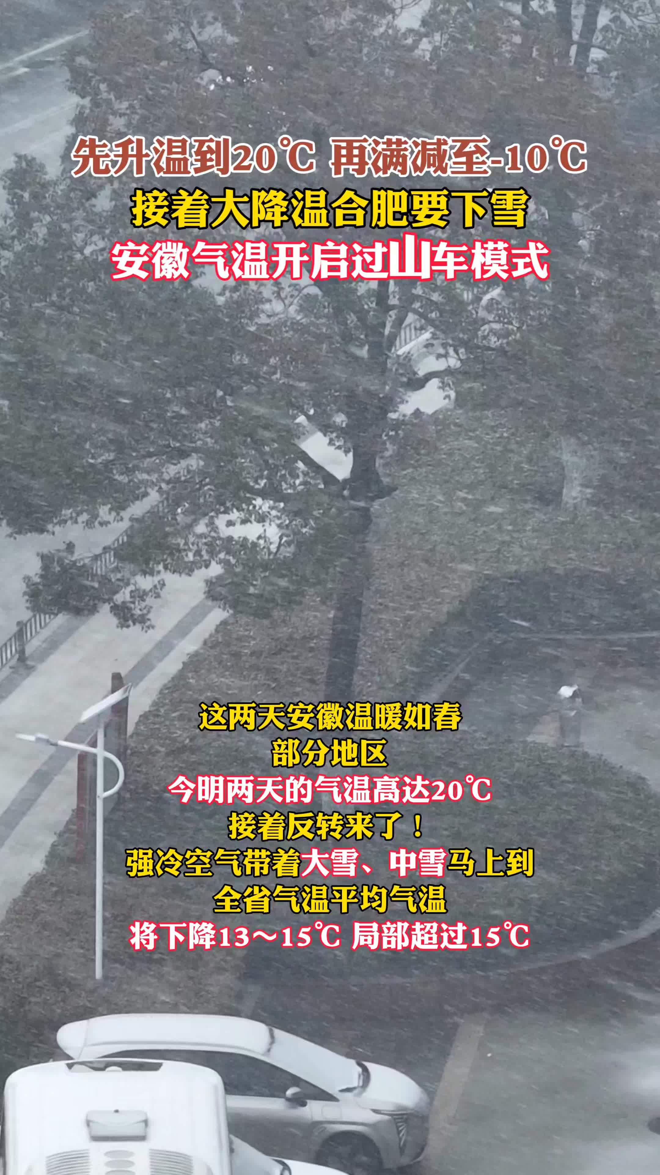 先升温到20℃ 再满减至-10℃,接着大降温合肥要下雪,安徽气温开启...