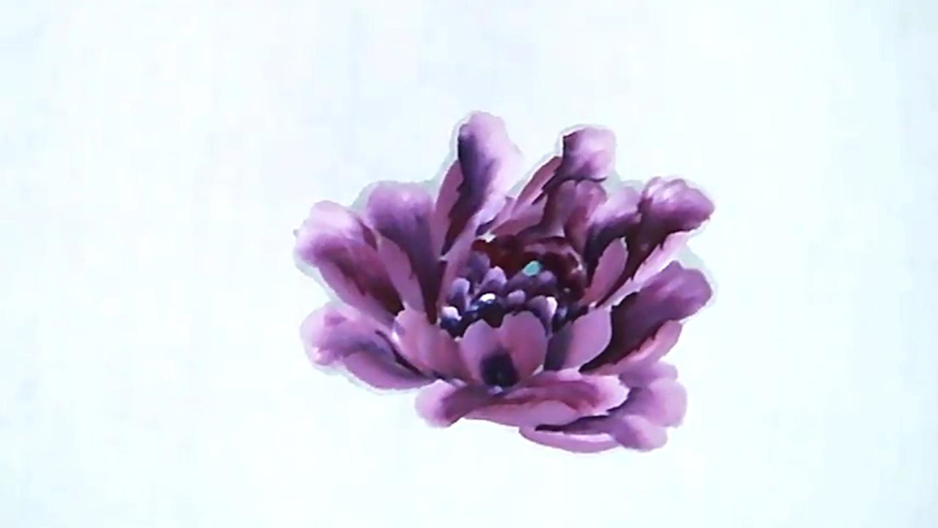 .写意画立体紫牡丹花头.