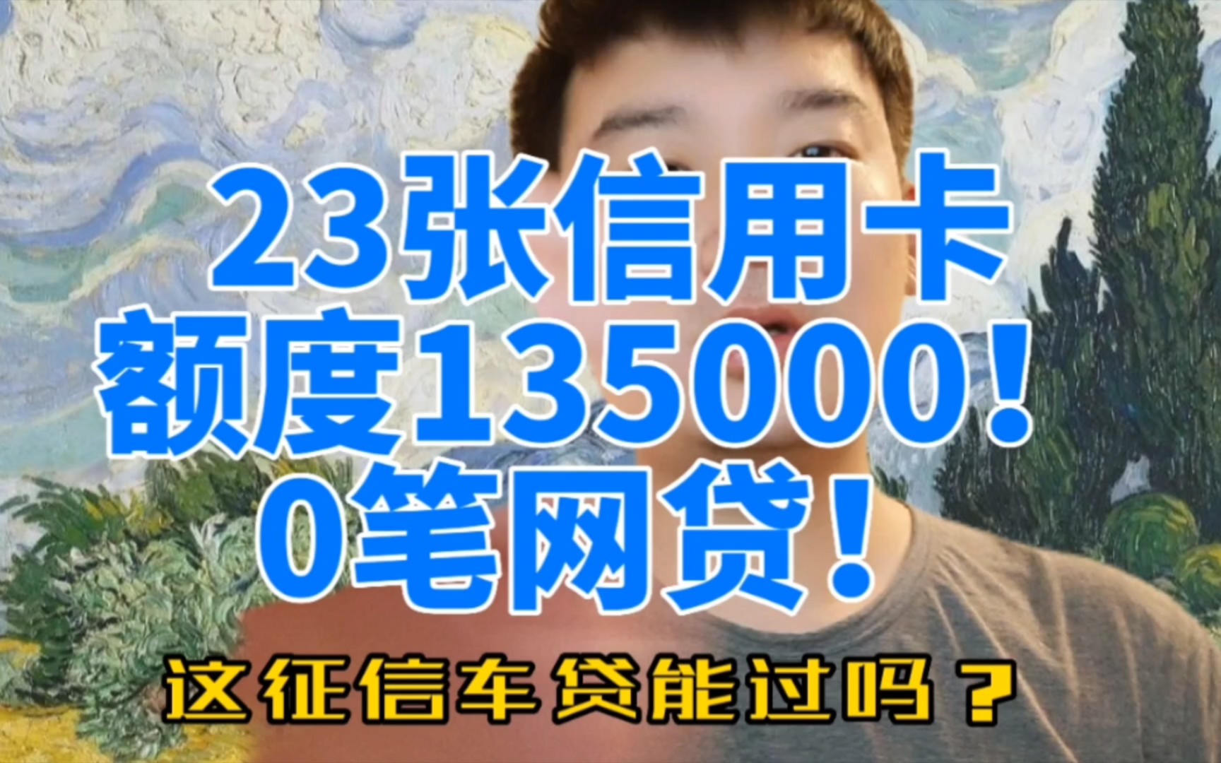 23张信用卡额度135000就用了8000!0笔网贷!这征信能办车贷吗?