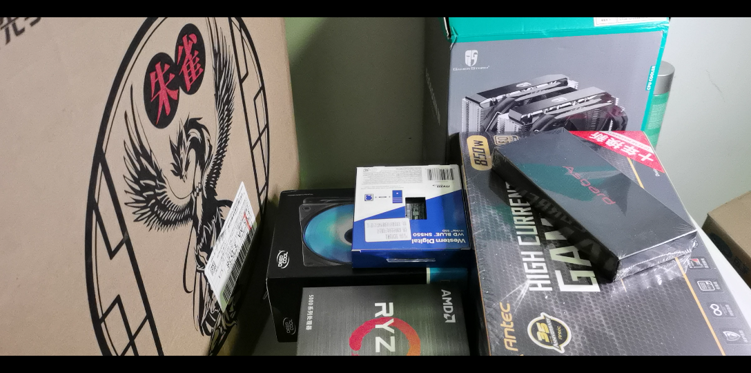 华硕b550主板+阿萨辛三代散热+先马朱雀机箱+AMD5800CPU安装记录