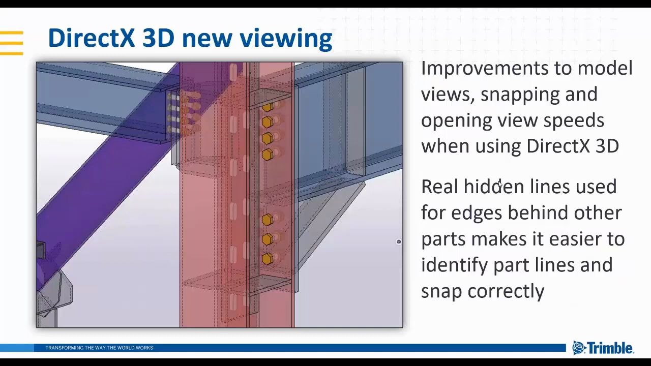 改进的DirectX 3D模型视图-Tekla Structures 2020