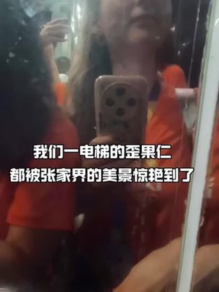 ...我们这一电梯来自世界五湖四海的歪果仁都被震惊了#张家界百龙天...