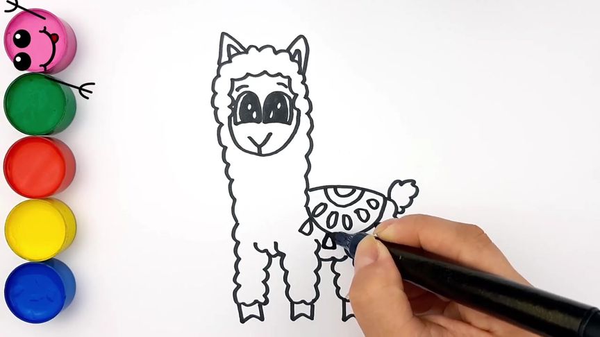 孩子一看就会画,幼儿简笔画上色教程:羊驼