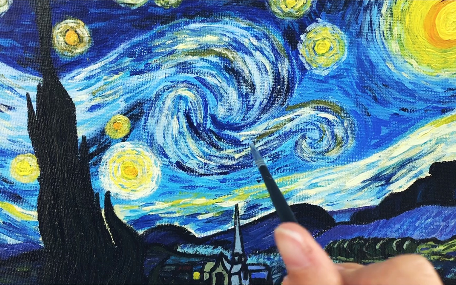 宇同学教你画-梵高油画《星月夜》