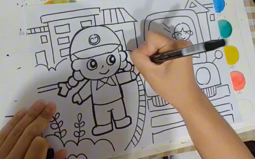 幼师考编主题画 幼儿园简笔画 小小志愿者