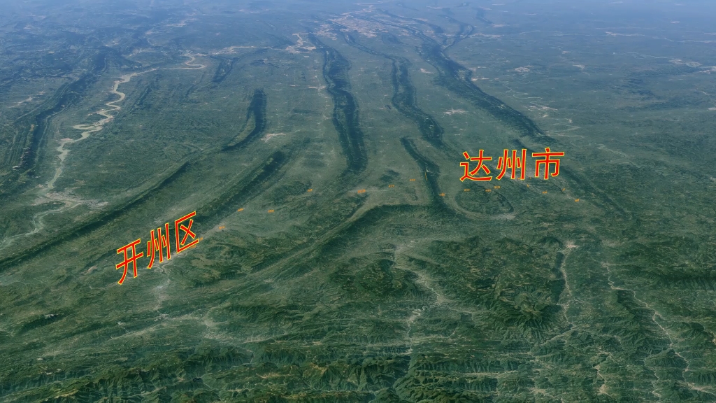 重庆市开州区到四川省达州市的高速公路,高清卫星地图看世界