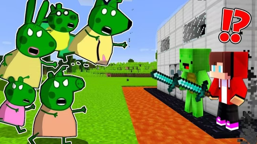 MC我的世界:僵尸小猪来袭!杰杰麦琪该如何击退他们?_哔哩哔哩bilibili...