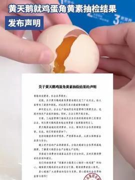 3月25日,黄天鹅就鸡蛋角黄素抽检结果发布声明。