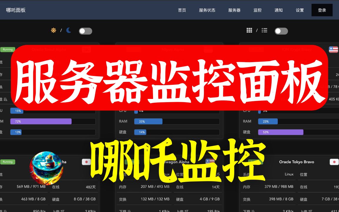 ...Nezha监控面板最快安装,支持各种系统,轻松监控管理多台VPS服务器...