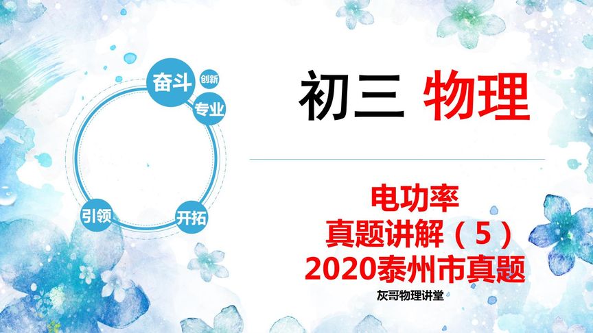 初三物理-电功率-真题讲解(5)-2020年泰州市