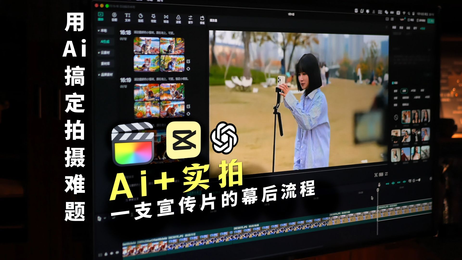 超简单的AI+实拍组合,宣传片剪辑流程|剪映+ChatGPT+FinalCut实战IP...