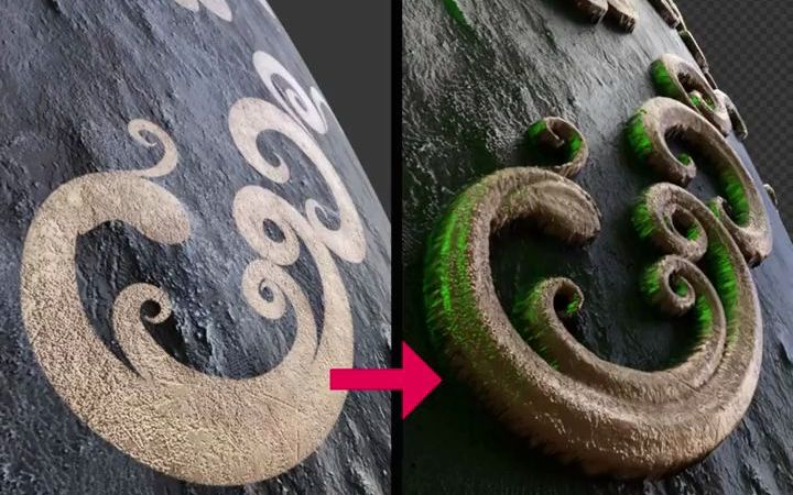 blender将置换贴图和混合着色器蒙版组合为一个图像纹理可以同时...