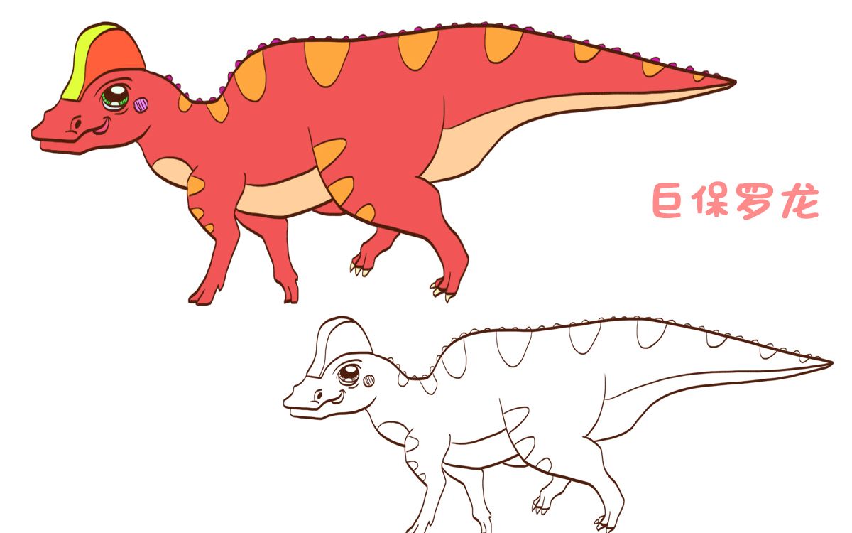 简笔画大全,巨保罗龙(一)