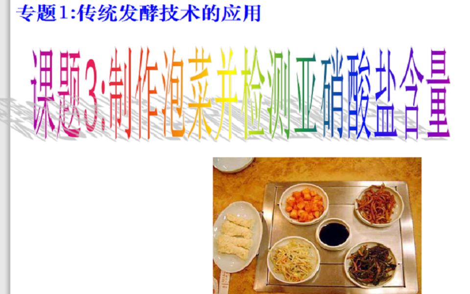 高中生物选修一1.3制作泡菜并检测亚硝酸盐含量