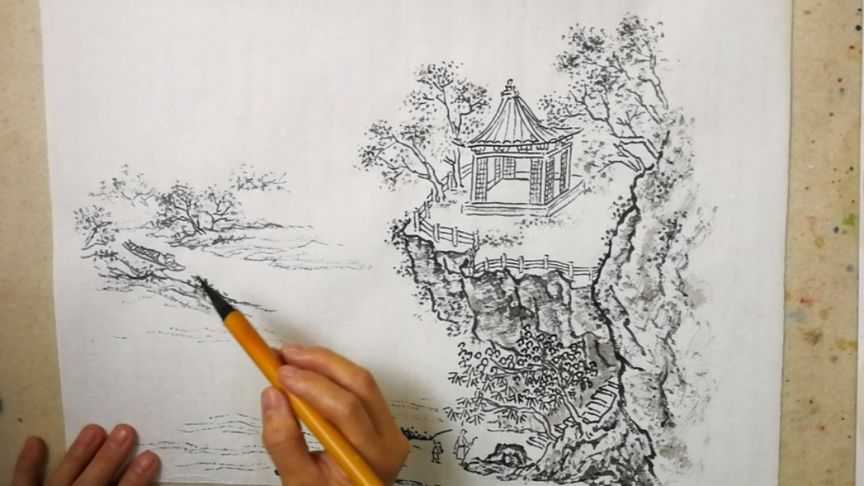 山水画的人物,越简单越好,《水末孤亭图》8