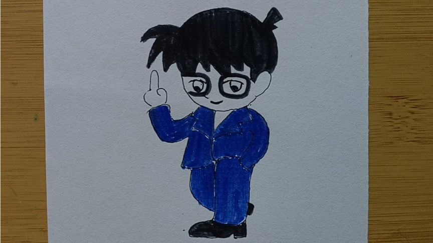 卡通人物简笔画 名侦探柯南