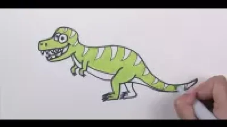少儿美术简笔画:霸王龙,教小朋友画动画片里的恐龙!