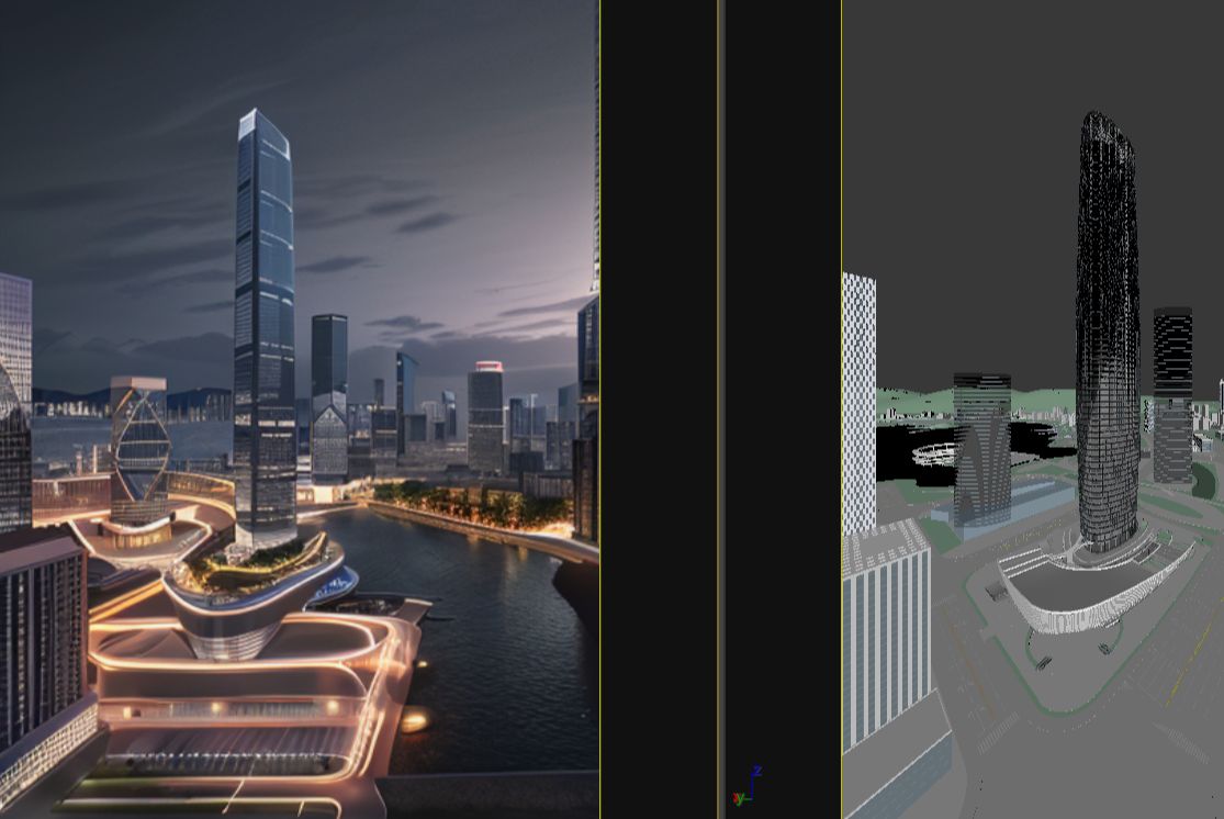 MAX内置的AI工具——制作城市发展规划方案效果图和动画