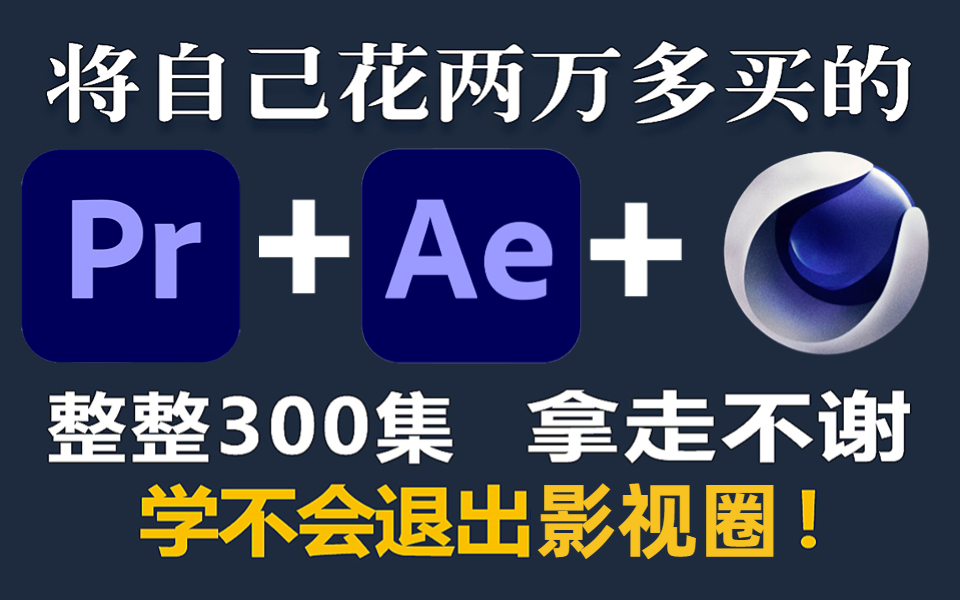 暑假一个月成功上岸!将花5位数买的PR+AE+C4D全套教程,全免费分享...