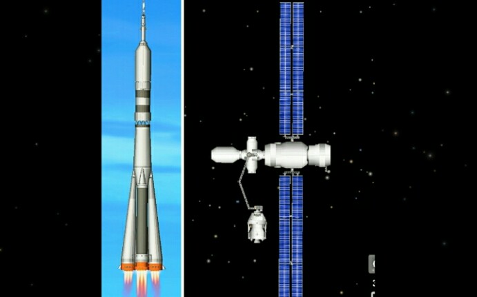 《SFS航天模拟器》联盟号火箭搭载联盟号飞船前往月球空间站【...