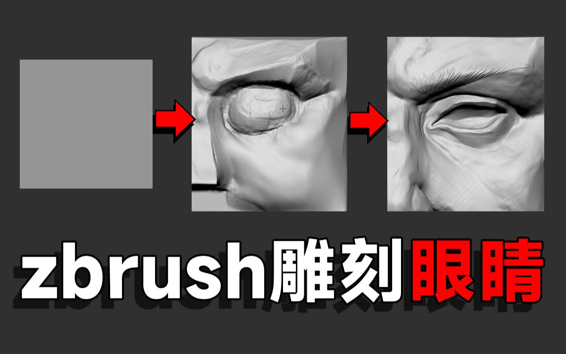 zbrush新手雕刻;男性人物五官-眼睛建模教程,男性角色双眼皮制作教学!...