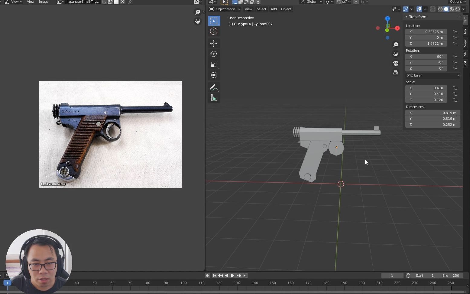 Blender影视级二战日式手枪全流程01