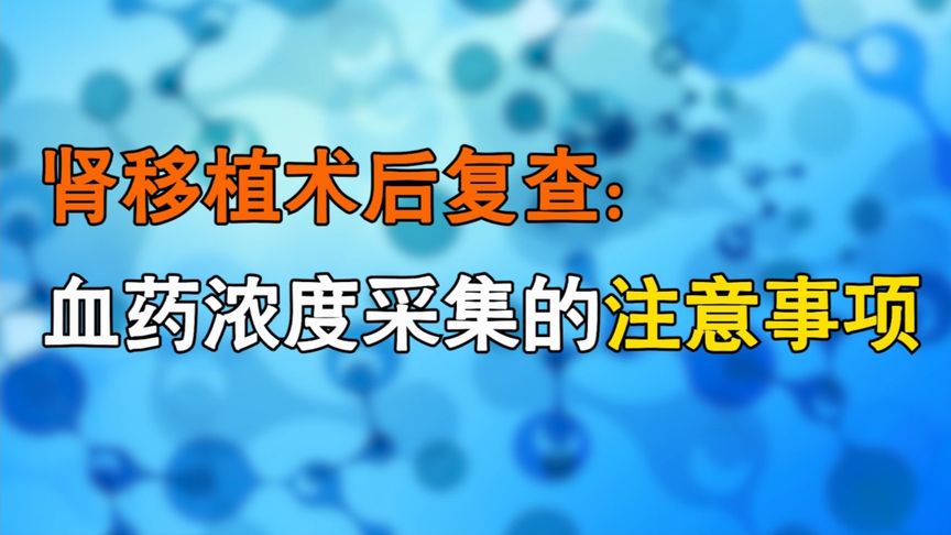 肾移植术后复查,血药浓度采集的注意事项