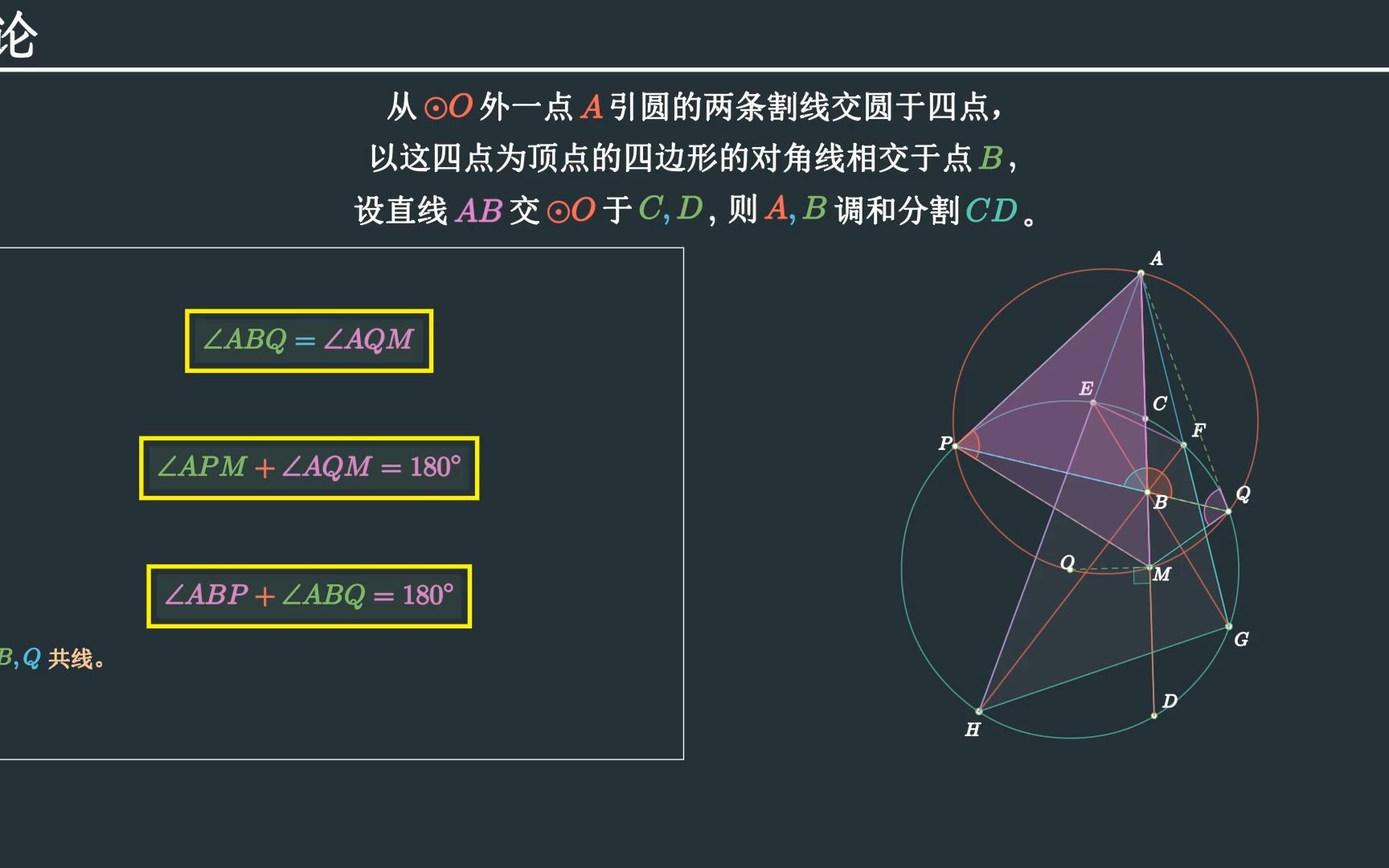 [奥赛经典几何] 11 线段调和分割的性质及应用(基础知识)