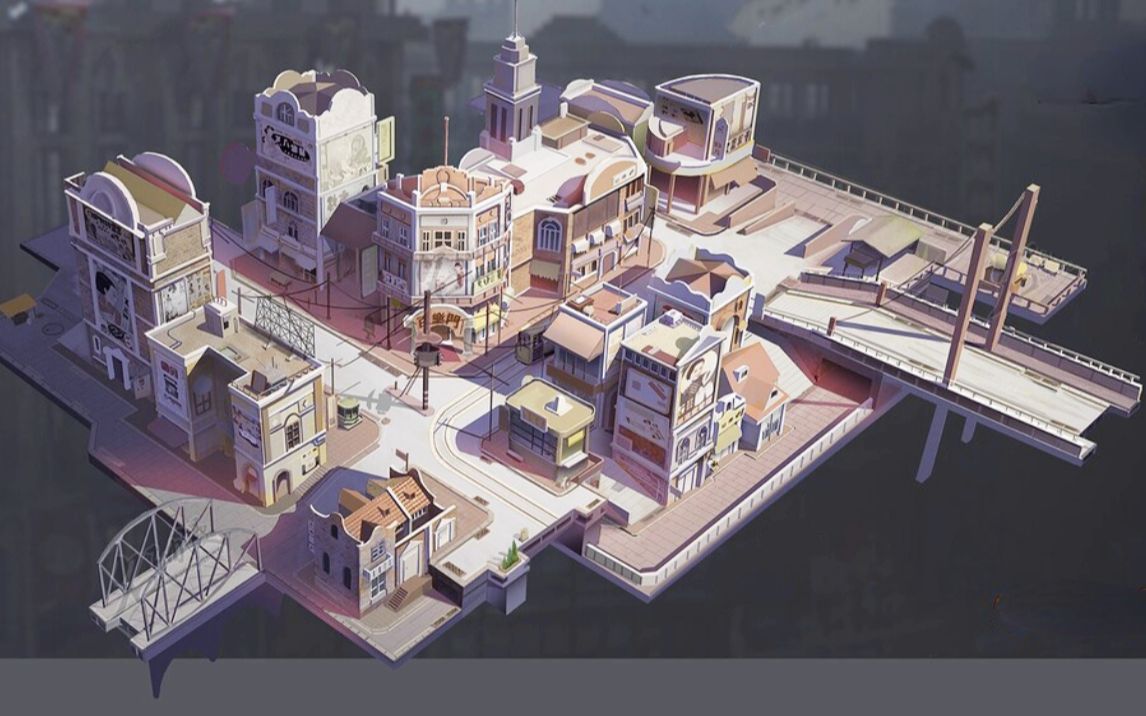 【3Dmax场景建模】游戏大场景城市街道模型制作解析。